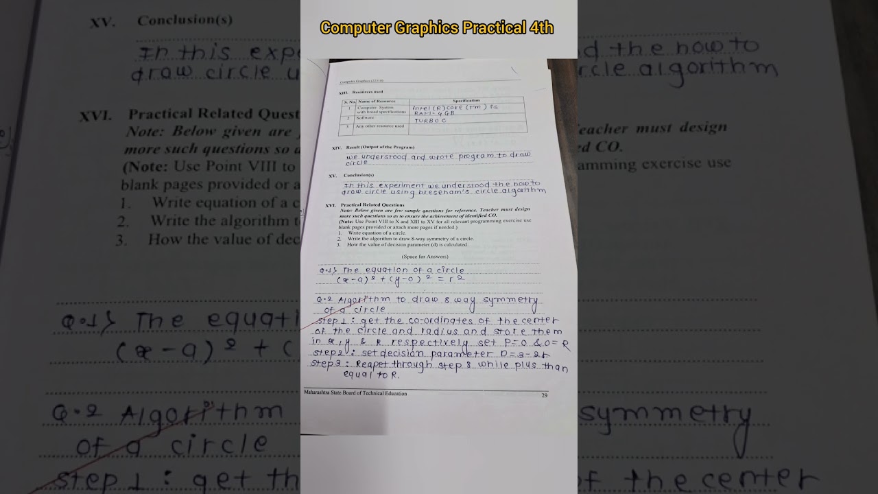Computer Graphics 4th Practical Manual Writing #shorts