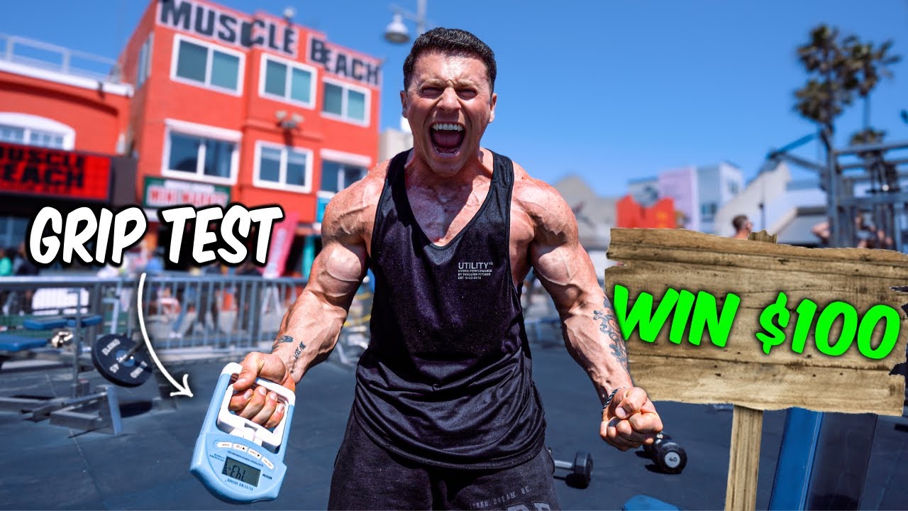Testing Strangers Grip Strength at Muscle Beach **cash prize**