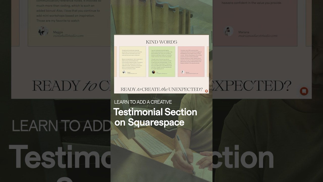 Stylish Testimonial Slider on Squarespace #squarespace  #webdesigncourse