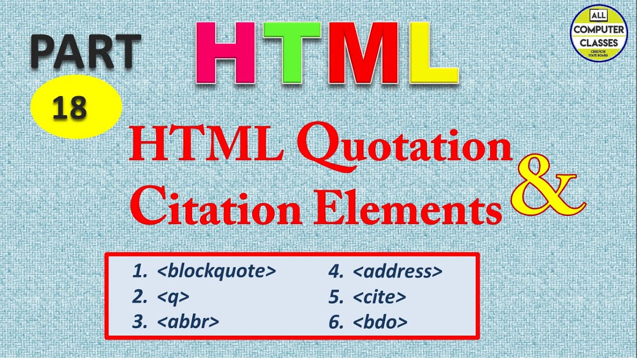 HTML Quotation and Citation Elements | part-18