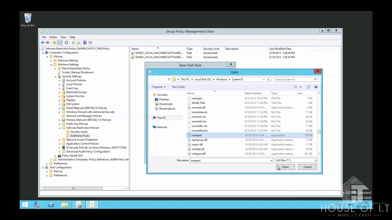 Configure Rules And Application Enforcement using Group Policy on Windows Server 2012 R2
