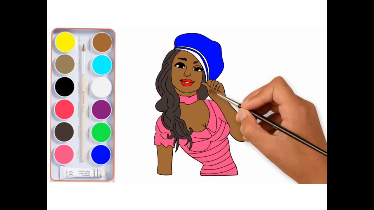 Adult Digital Coloring: Black Valley Girl Pin Up Girl 31