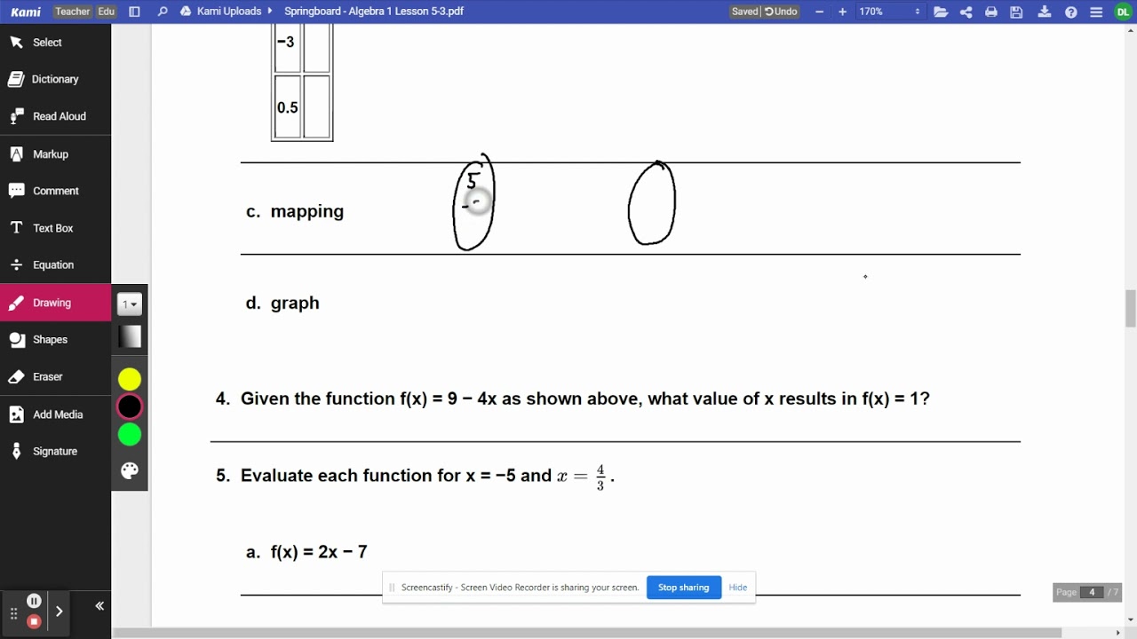 SpringBoard Algebra 1 Lesson 5-3