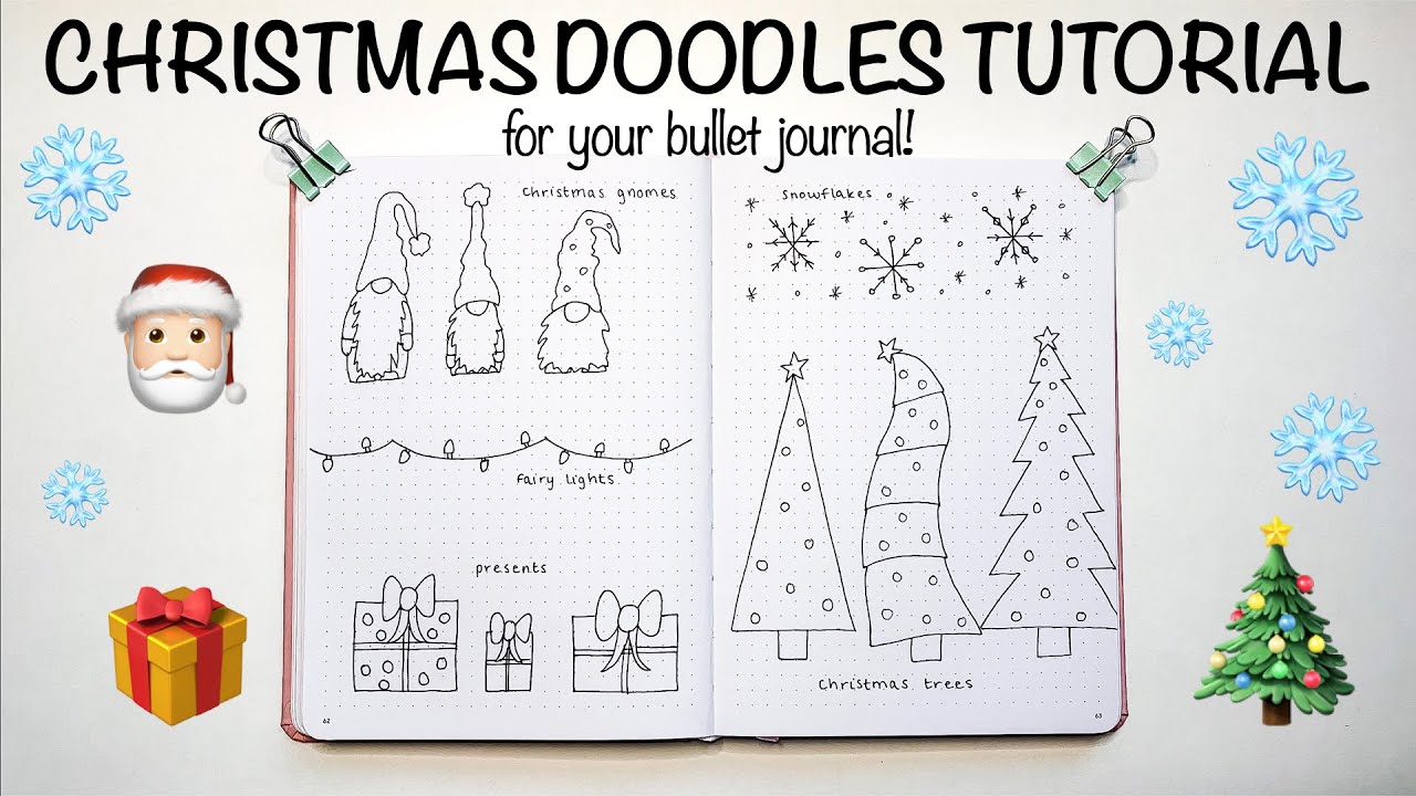 EASY BULLET JOURNAL DOODLES - CHRISTMAS EDITION | Real-time draw with me tutorial!