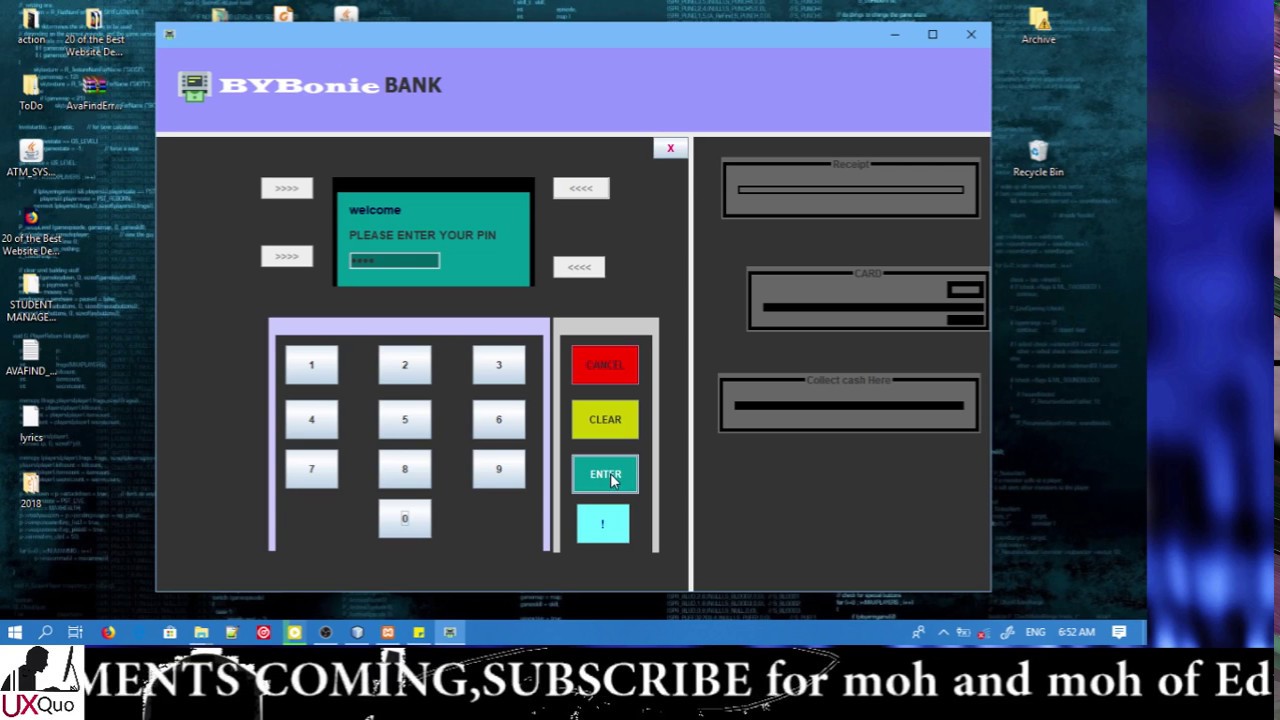 ATM system using java SWING GUI