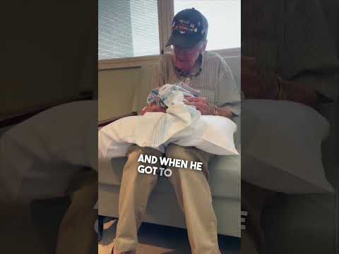 Great grandpa sees his great grandson for the first time 🥹