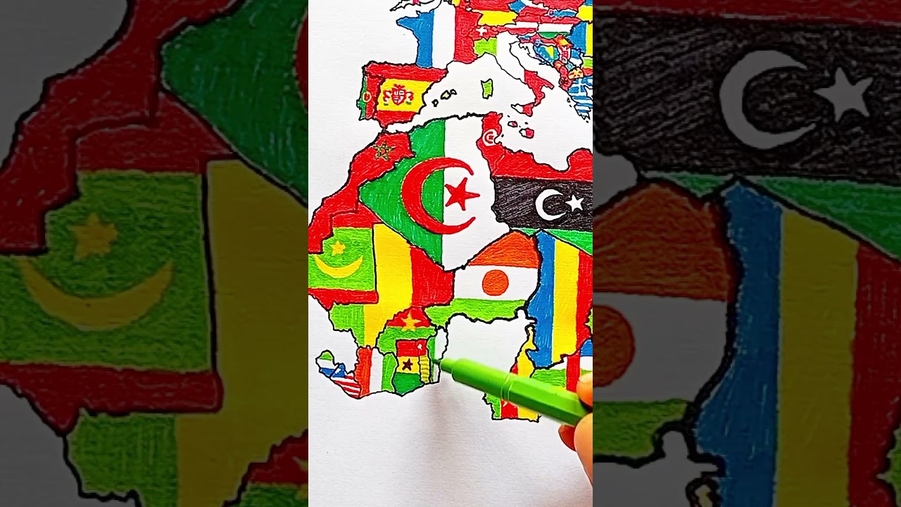 Draw Flag Map of Benin 🇧🇯 #benin