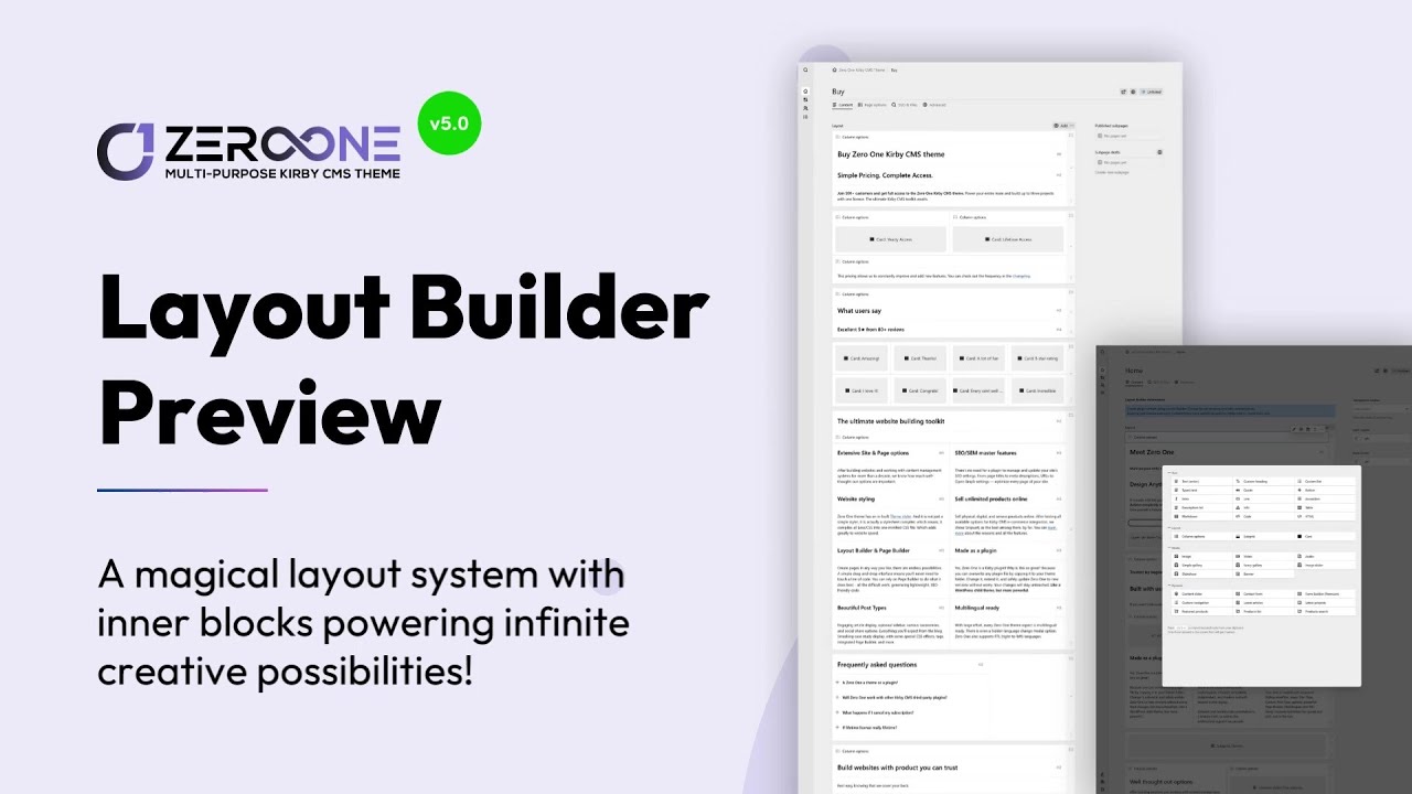 Layout Builder preview | Zero One Kirby CMS theme