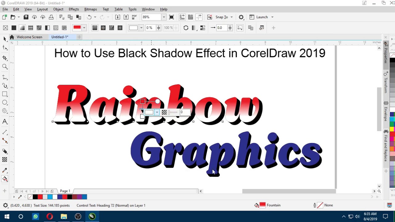 Block Shadow Text Effect in CorelDraw 2019