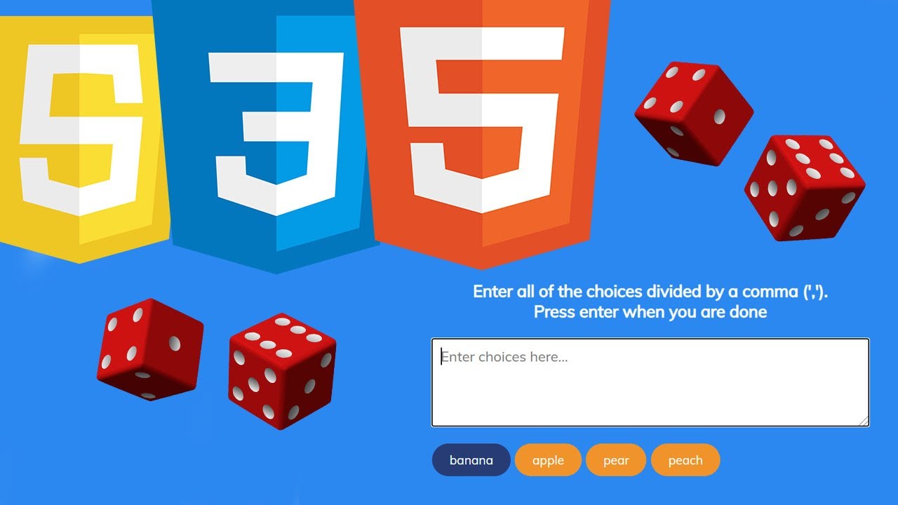HTML Random Choice mini project (HTML CSS & Javascript tutorial)