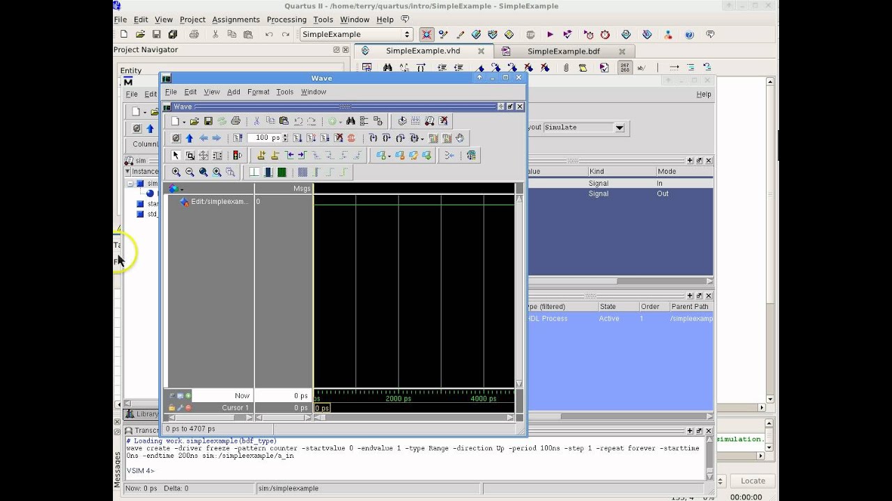 Quartus II Simulation using ModelSim with Waveforms