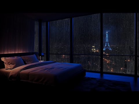 Rain Sound for Sleep in Dark Bedroom Space (No Ads) πΏ- Deep Sleep and Stress Relief