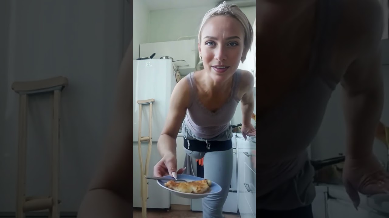 #Amputee dancing and making breakfast #amputada #crutches #disability #lak  #onelegged