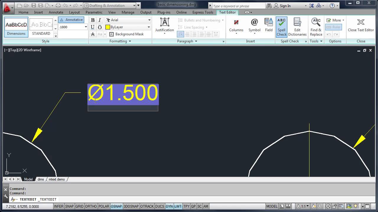 Adding Basic Dimensions to a drawing