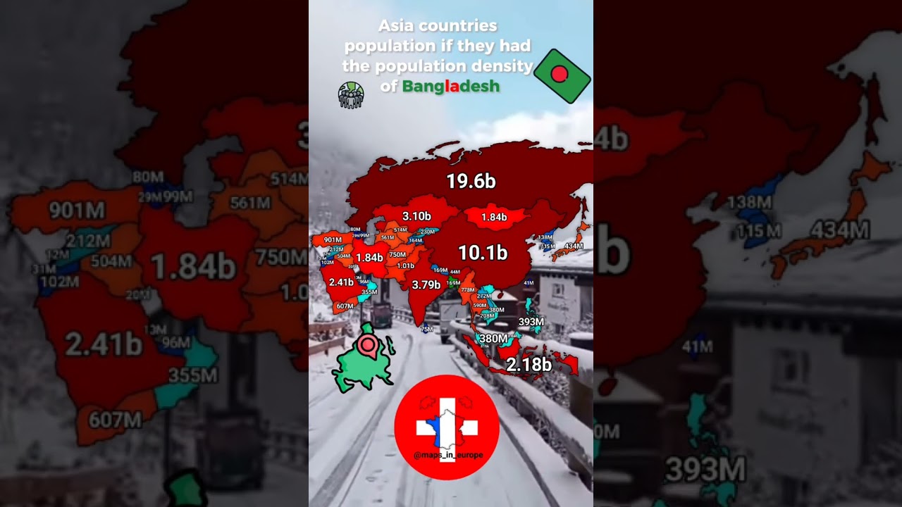 Asian countries population if they had the population density of Bangladesh