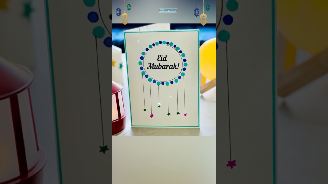 DIY EID MUBARAK Card🌙⭐️ Easy white paper Eid decoration🥰 #ramadan #eid #shorts #short #diy #viral