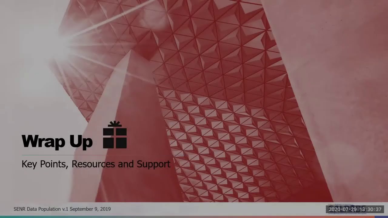 SENR Data Population (Module-D) - Wrap Up