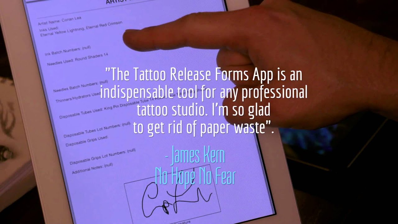 Tattoo Release Forms App in 67 seconds.