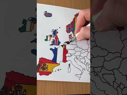 Watch me draw the German flag INSIDE Germany on a map of Europe#flag #map #geography #short #germany