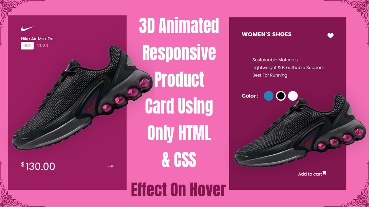 3D Animated Responsive Product Card Using Only HTML & CSS