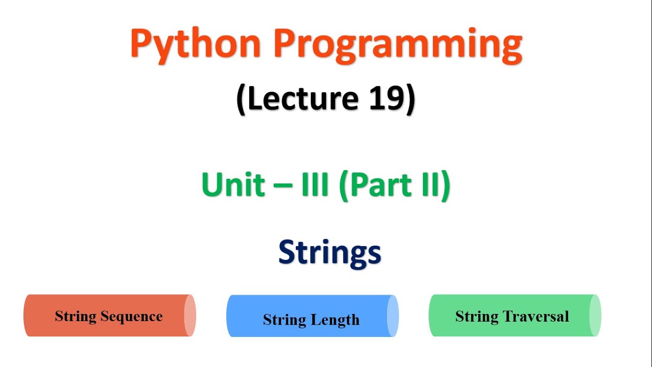 Python Programming | JNTUA | UNIT 3 | Strings | Lecture 19
