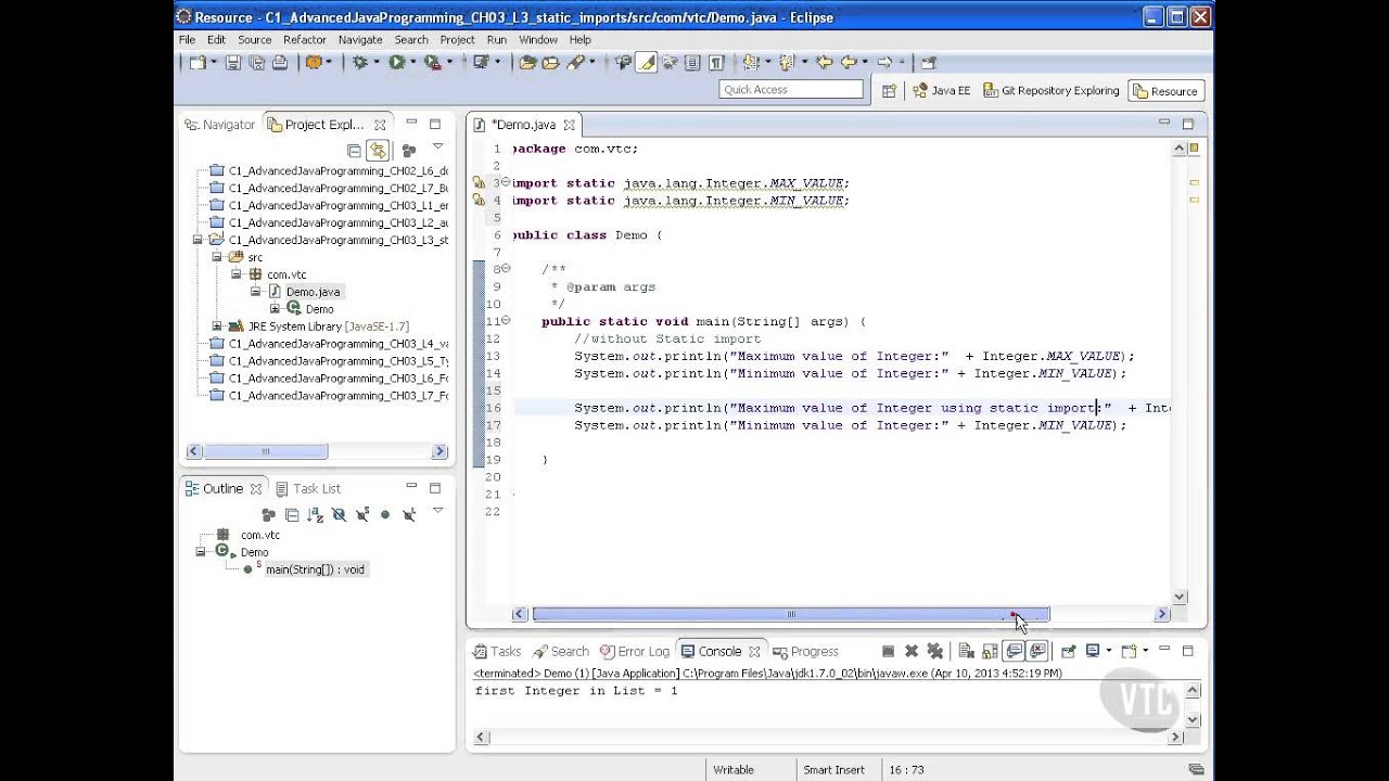 VTC Player   Advanced Java Programming Java SE 7, Static Imports