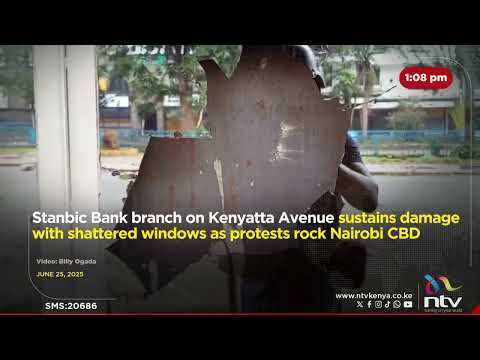 Stanbic Bank branch on Kenyatta Avenue sustains damage with shattered windows