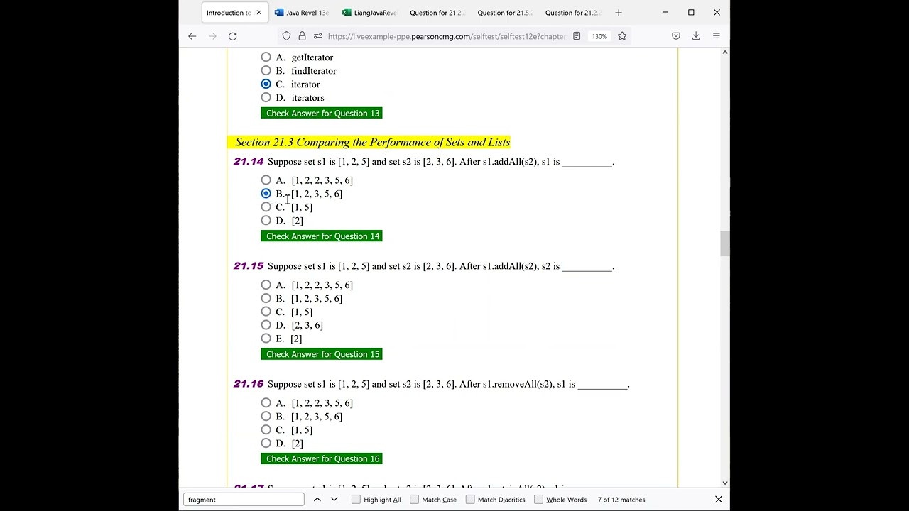 Daniel Liang Java Chapter 21 Multiple Choice Question Part 1