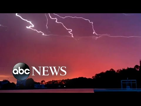 Lightning strikes across vibrant sky in Pensacola