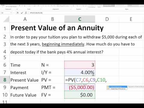 Finding the Present Value of an Annuity Due in Excel