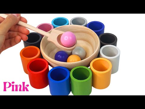 Rainbow Balls and Cups - Learn Colors, Numbers, and Spanish Words for Toddlers and Babies!