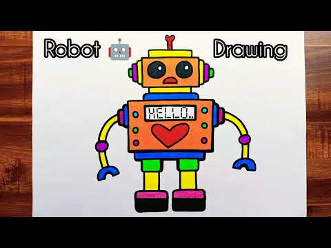 How to draw Robot toy - Drawing Robots For Kids - Robot drawing easy