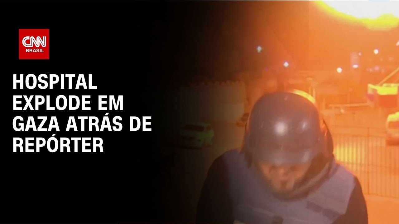 Vídeo mostra momento em que hospital explode em Gaza atrás de repórter ...