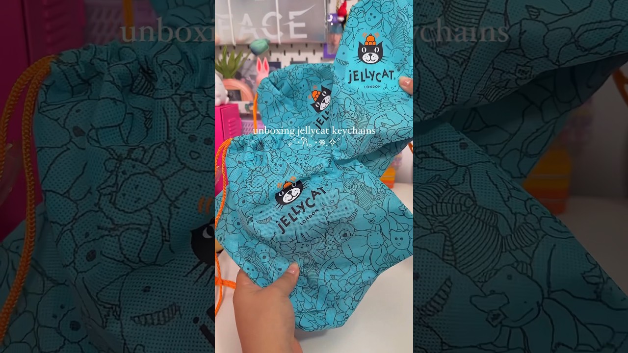 my first jellycat keychains! 🥐☁️🐰 #jellycat #plush #keychain #unboxing #haul #kawaii
