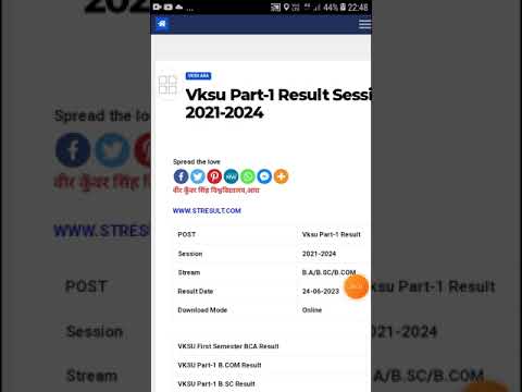 #VKSU ARAV ksu Part-1 Result Session 2021-2024