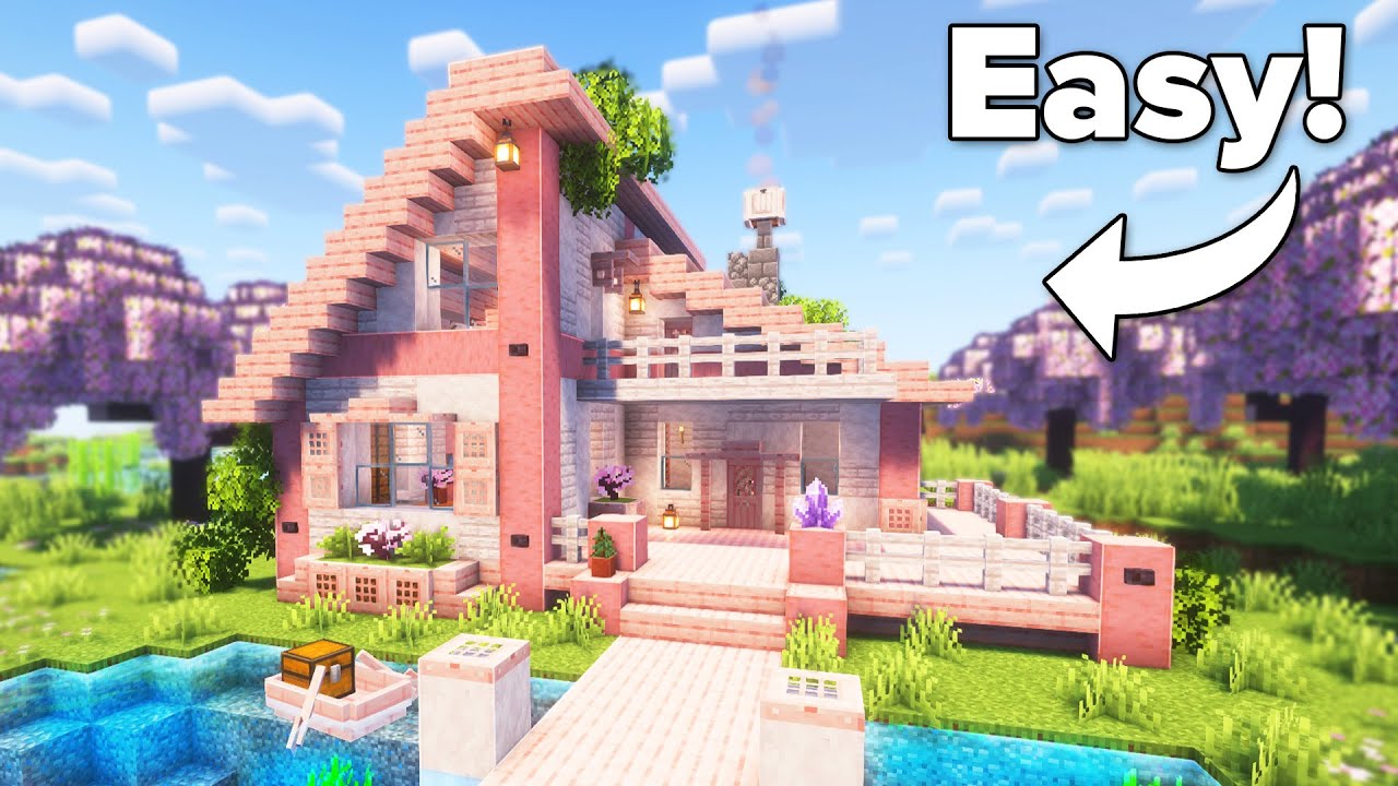 Minecraft: How to Build a Cherry Blossom Starter House | Tutorial🏠 ...