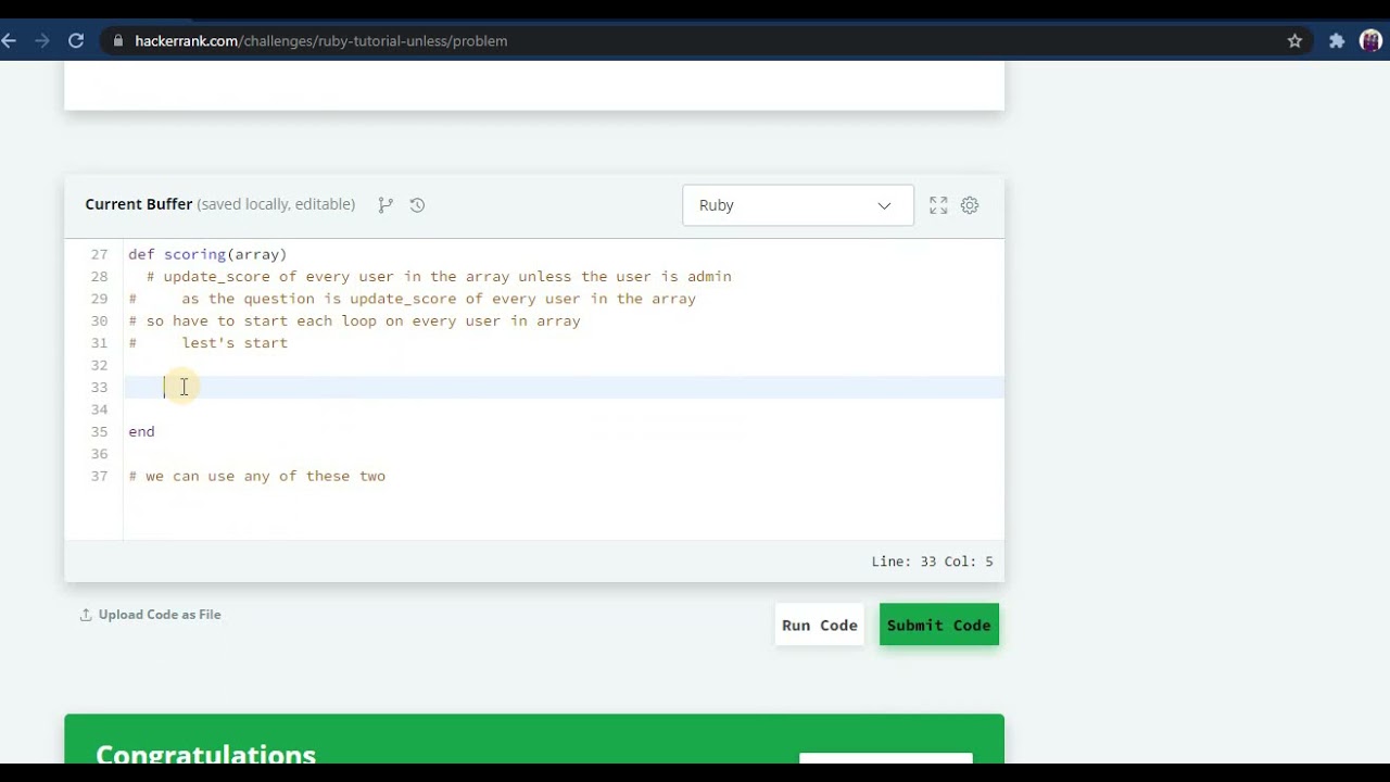 hackerRank Ruby Control structures - Unless | Uqba's solutions