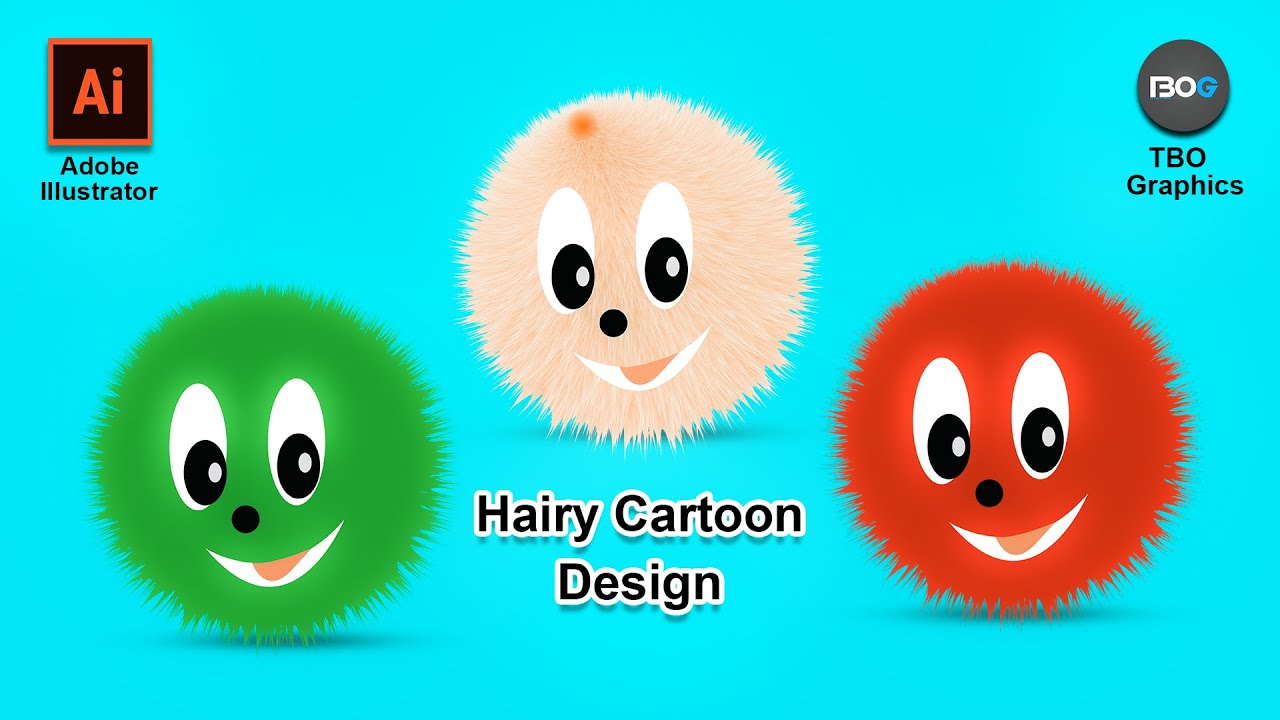How to Make Hairy Cartoon Character in Illustrator CC | Easy Vector Art Tutorial