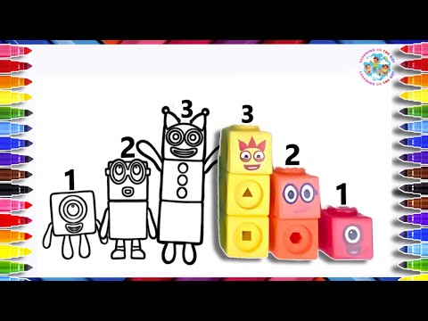 Let's Draw & Color NUMBERBLOCKS 1, 2 & 3 | Learn Counting | Preschool Learning For kids & Toddlers