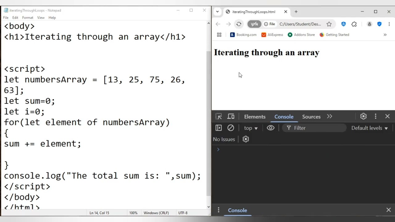 Iterate through array (while, for..of, forEach) | JavaScript