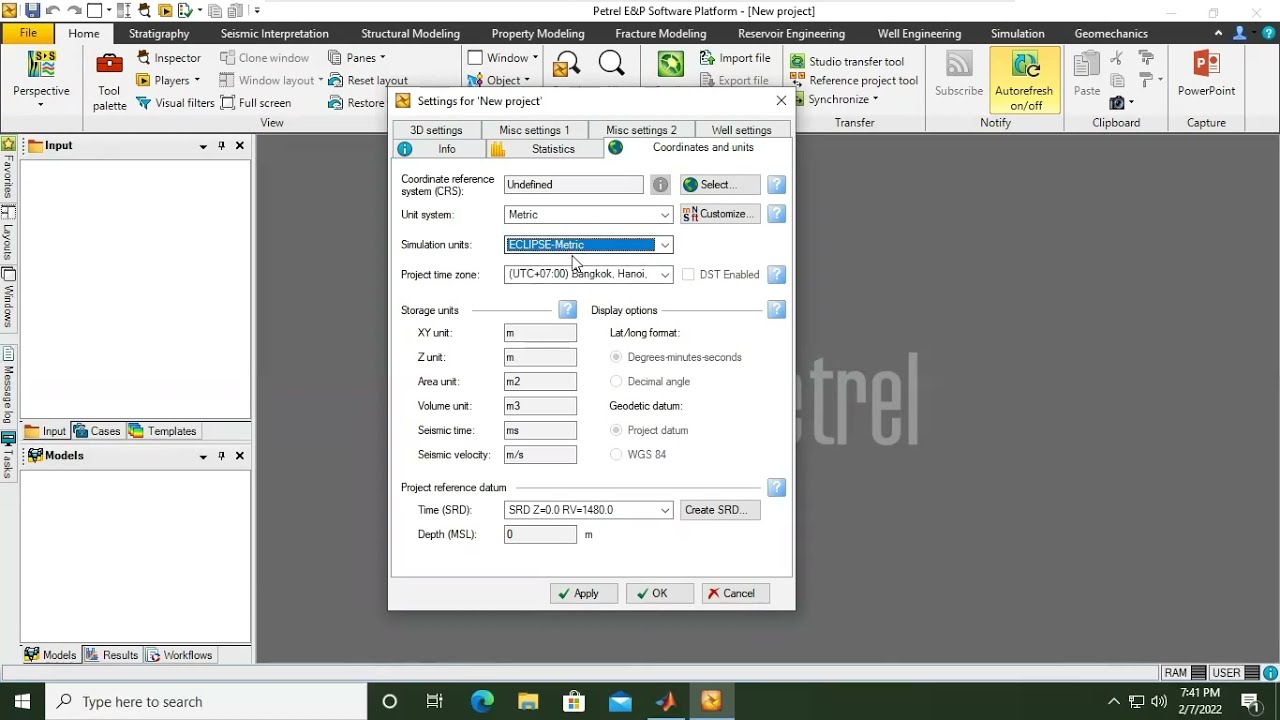 Petrel Tutorial 1: Simple Static Modeling, Let's Start