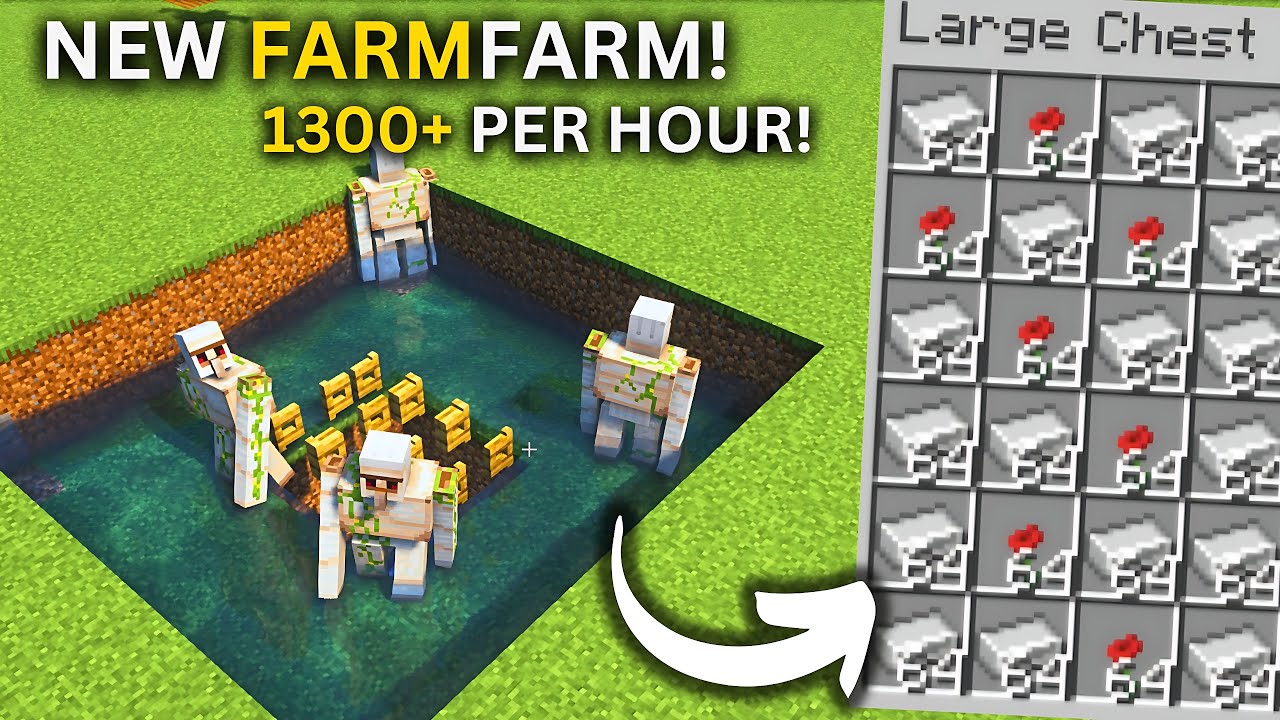 Minecraft 1.21+ Easy IRON Farm Tutorial - 1300+ Per Hour! - Minecraft ...