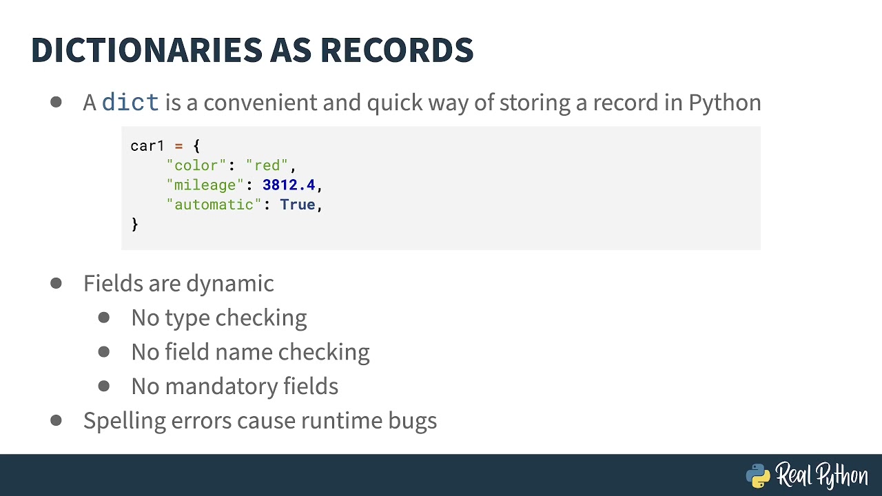 Data Records, the dict Type, and Selecting the Ideal Data Structure