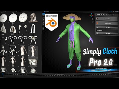3Dモデルの衣装作成支援ツール Simply Cloth Pro 2.0 【Blender 3.0】ボタンやリボンも簡単につけられるよ ...