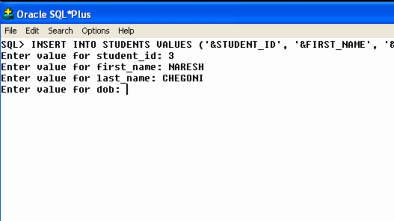 Oracle Database: How-To: Insert values into a Table