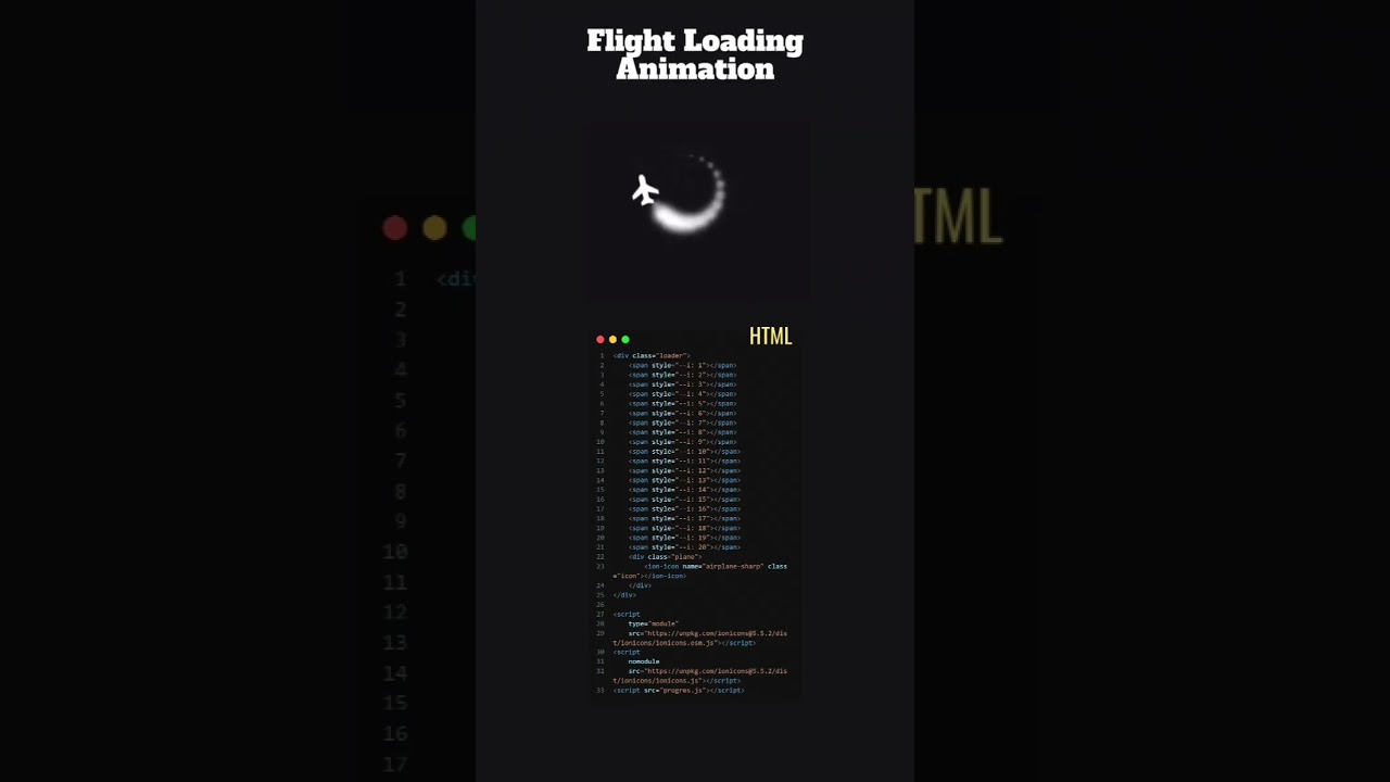 Flight Loading Animation ⏳️✈️.                              #css #html #animation #loader