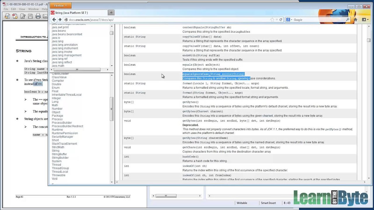 Intro to Java Training Course - Chapter 4 - String API Documentation