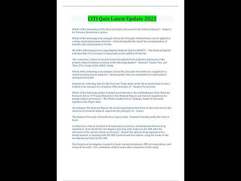 CITI Quiz Latest Update 2022 With Complete Solution