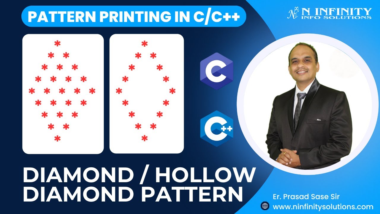 Pattern Printing in C/C++ | Session 18 |  Diamond Pattern | Hollow Diamond Pattern Printing