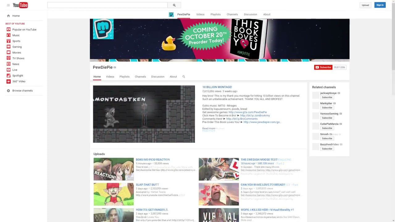 PewDiePie channel evolution